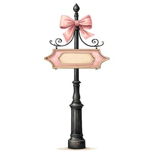 11 Pink Hanging Sign Clipart Watercolor Vintage Wrought Iron Road Sign ...