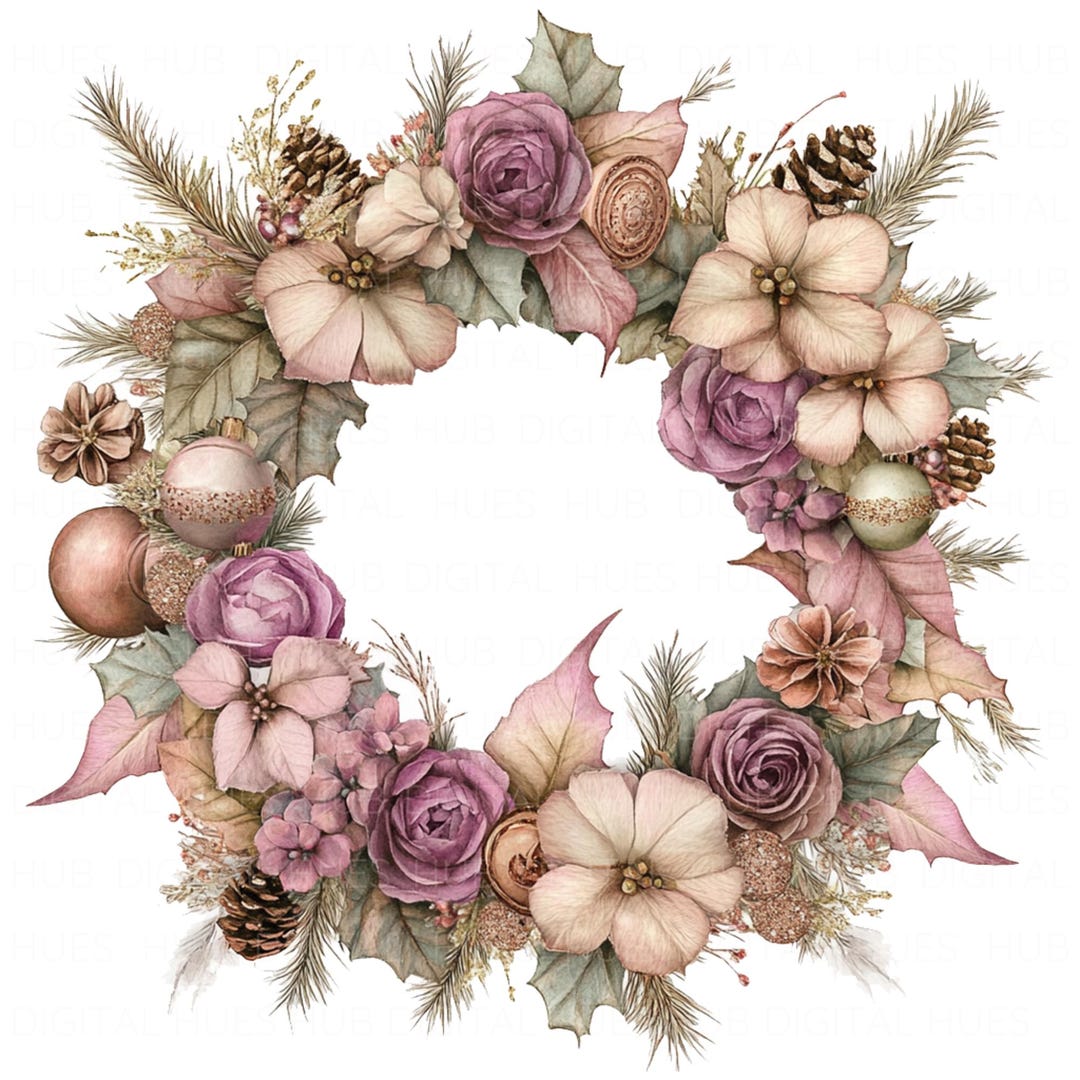 13 Chic Christmas Wreath Clipart Bundle Watercolor Winter Wreath ...
