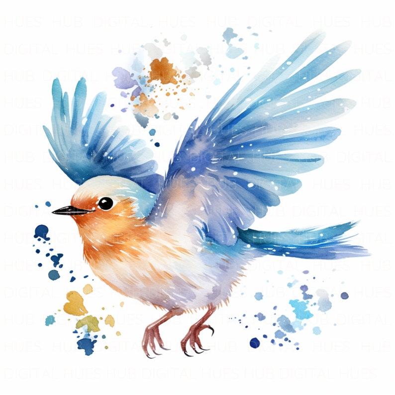 8 Flurry Bird Clipart Bundle Watercolor Bird Clipart High Quality JPEG ...