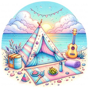 12 Backyard Camping Tent Clipart Watercolor Sleepover Tents, Play Tent ...