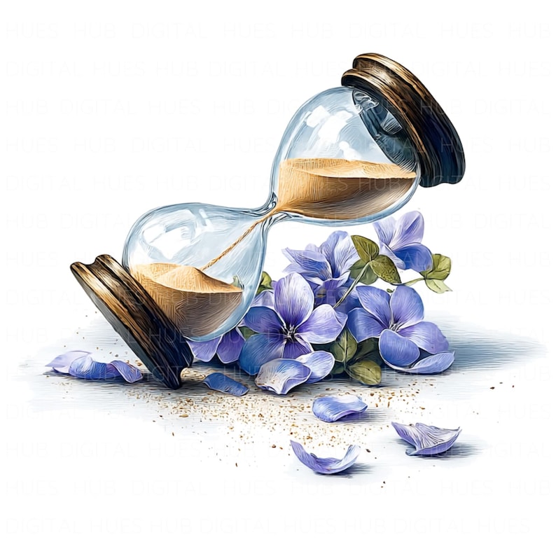 16 Broken Hourglass Clipart Watercolor Sand Clock Art Sandglass Timer ...