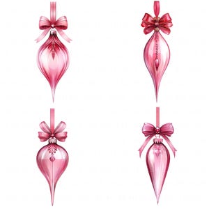 15 Pink Christmas Bauble Clipart Set 2 Watercolor Festive Vintage ...