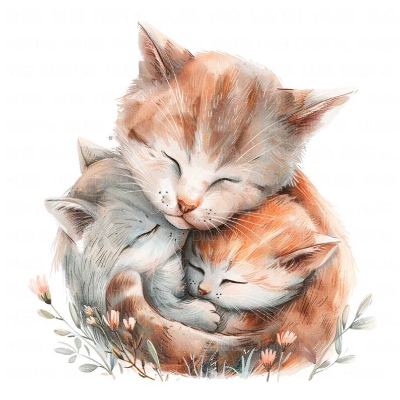 10 Watercolor Animal Mother and Baby Clipart Mothers Day Clipart High ...