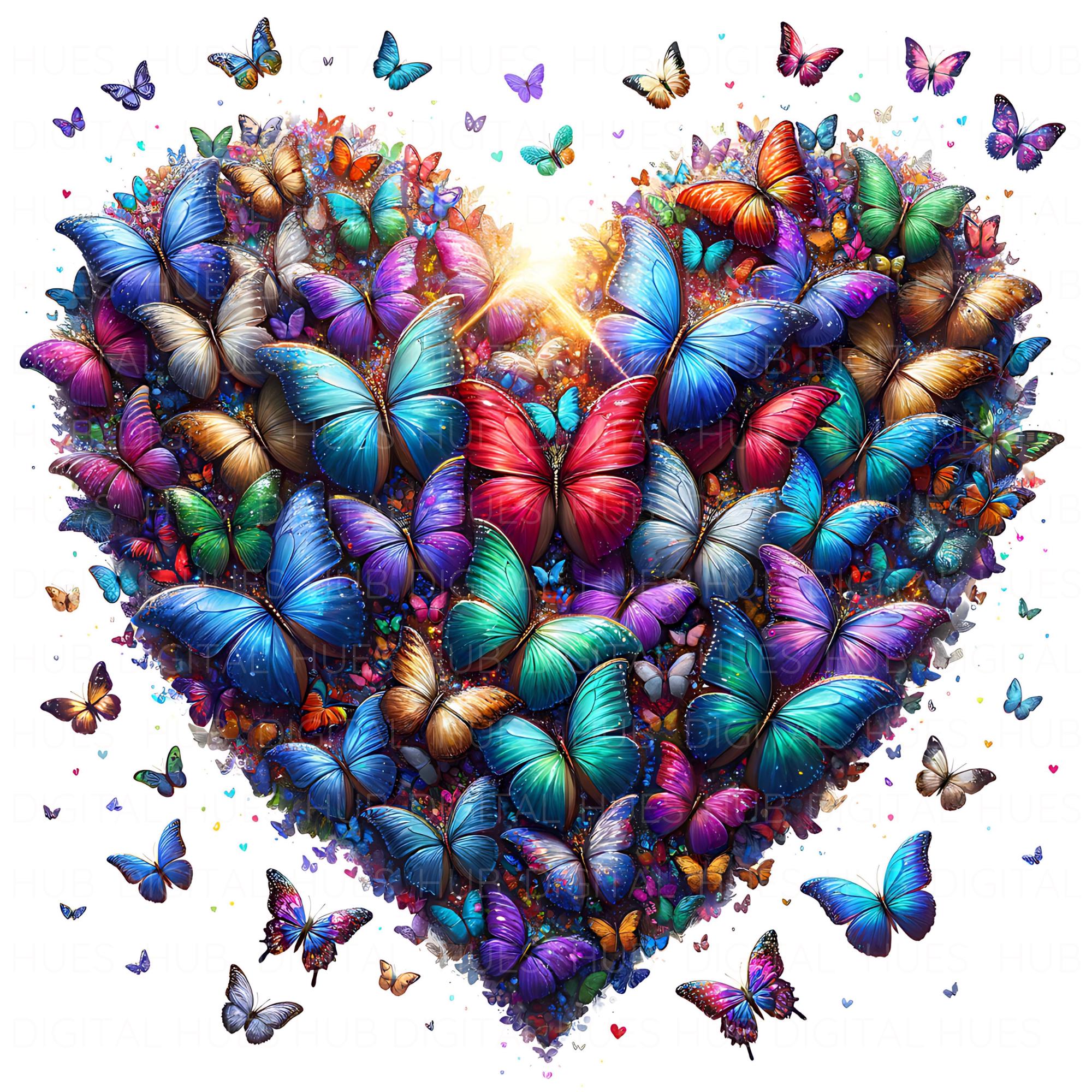 14 Butterfly and Heart Clipart Watercolor Valentine Craft Kit Love ...