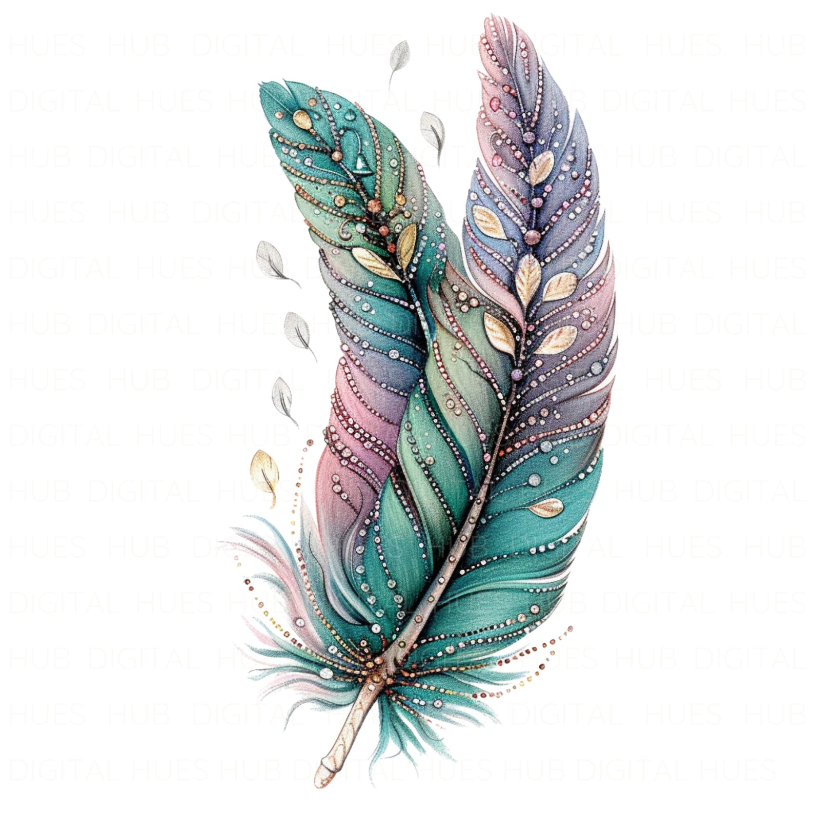 15 Feather Clipart Bundle Watercolor Boho Feather Art Clipart Printable ...
