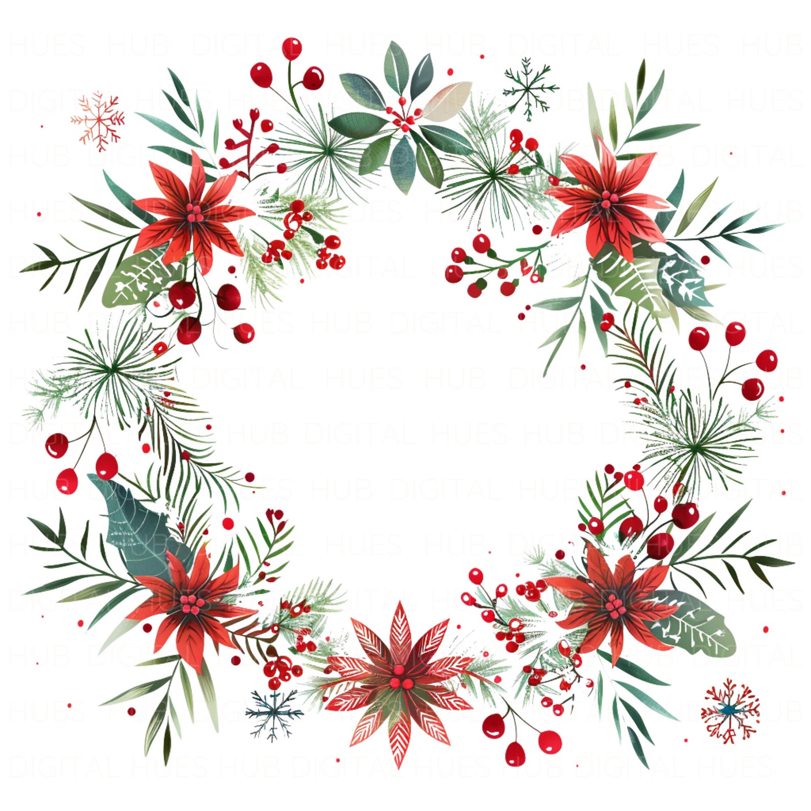12 Christmas Wreath Set2 Clipart Bundle Watercolor Winter Wreath ...