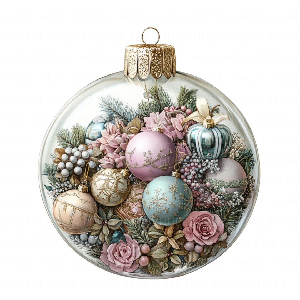 13 Chic Christmas Bauble Clipart Watercolor Festive Glass Bauble ...