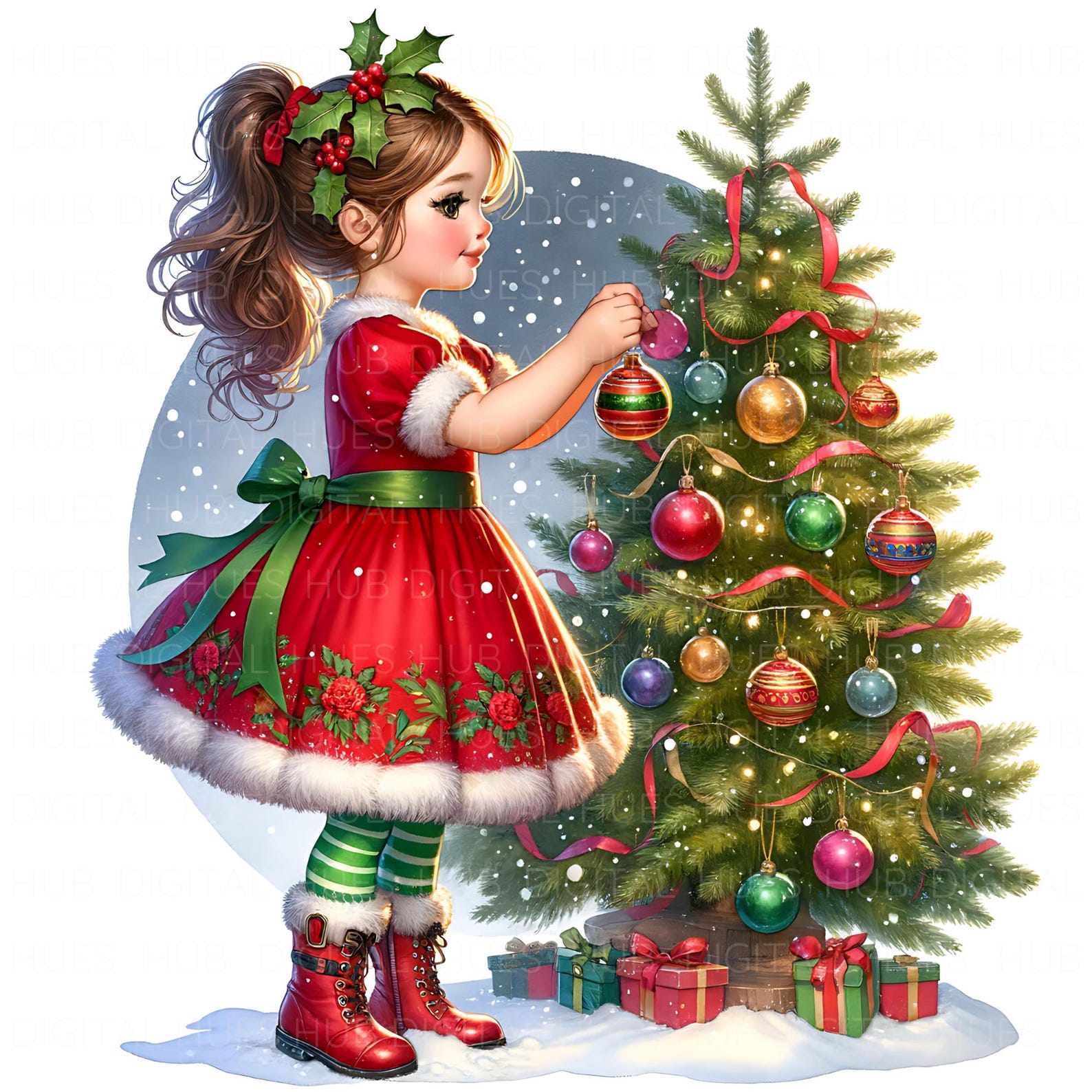 10 Christmas Kids Clipart: Watercolor Cute Children Decorating ...