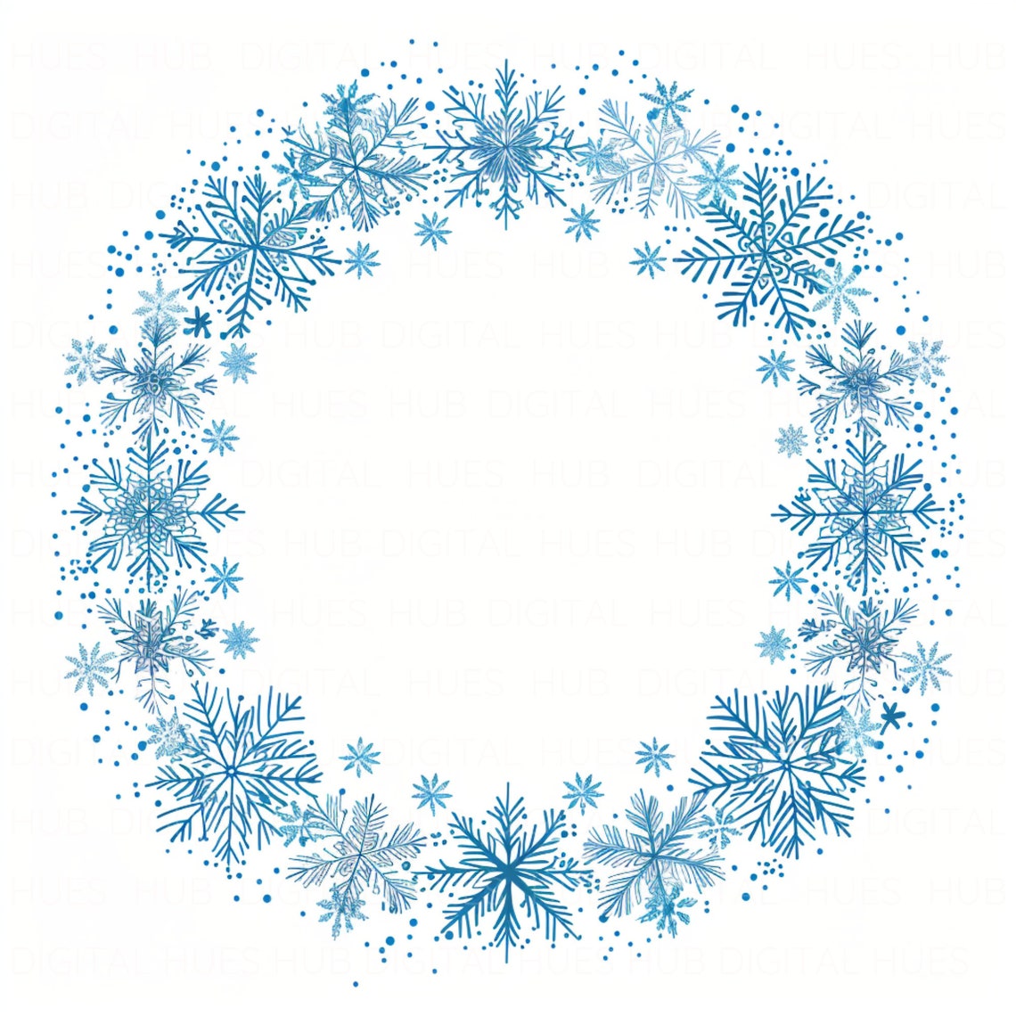 16 Blue Snowflakes Wreath Clipart Watercolor Winter Christmas Wreath ...