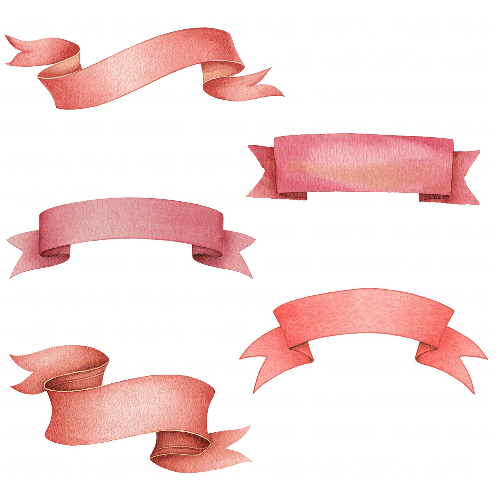 11 Watercolor Pink Ribbon Banner Clipart Baby Shower Ribbon Banner ...