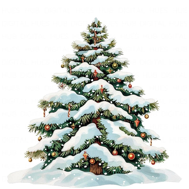 17 Christmas Tree Clipart Watercolor Festive Tree Winter Holiday ...