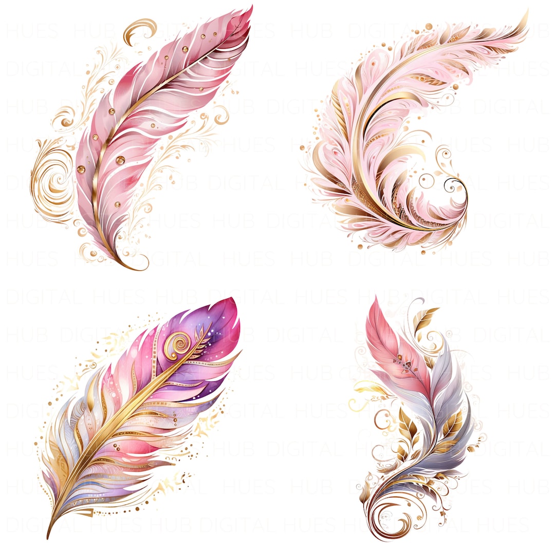 17 Magic Feather Clipart Bundle Watercolor Boho Feather Art Clipart ...