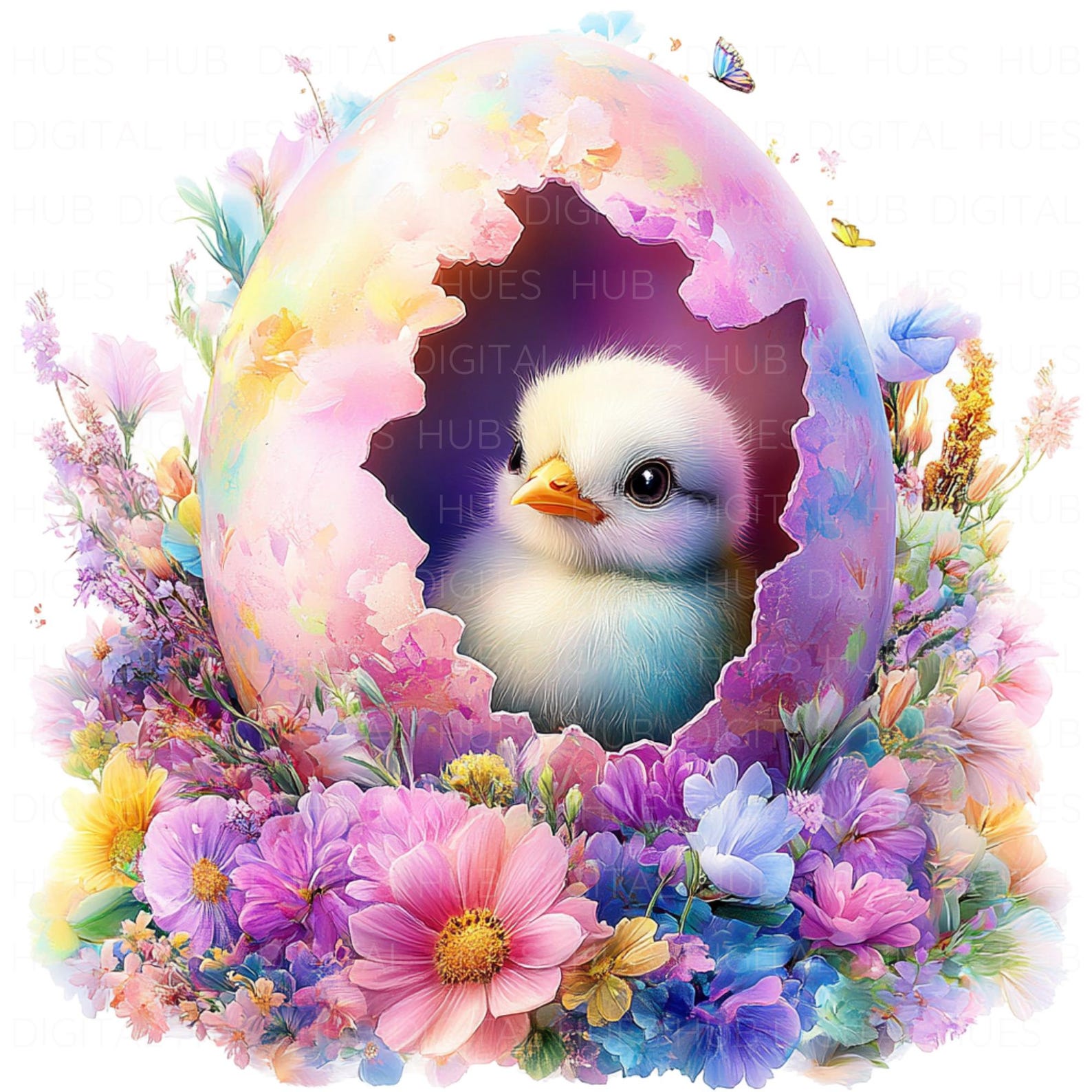 14 Easter Baby Chick in Easter Egg Clipart Watercolor Cute Chicken ...