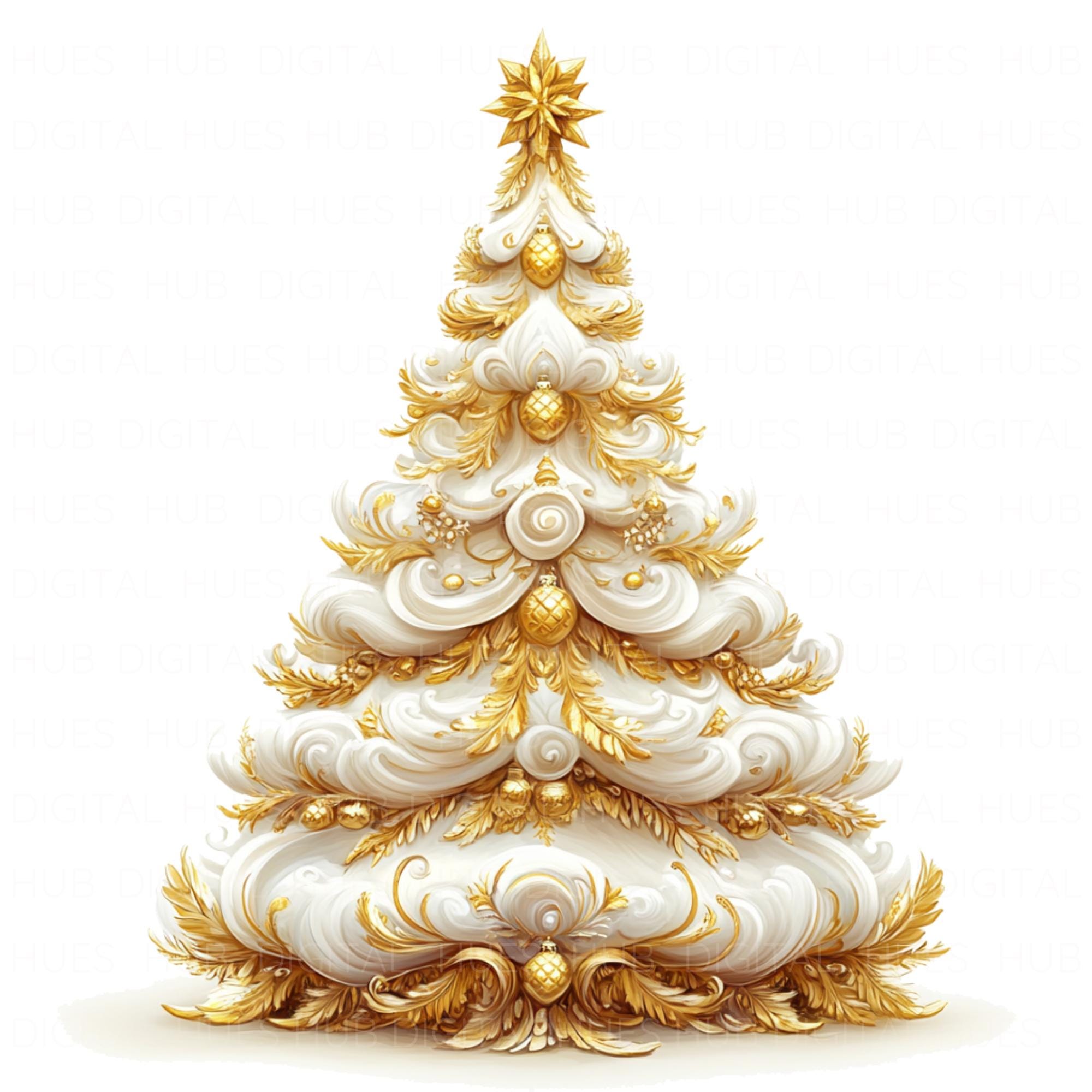 14 White Christmas Tree Clipart Watercolor Magical Christmas Winter ...