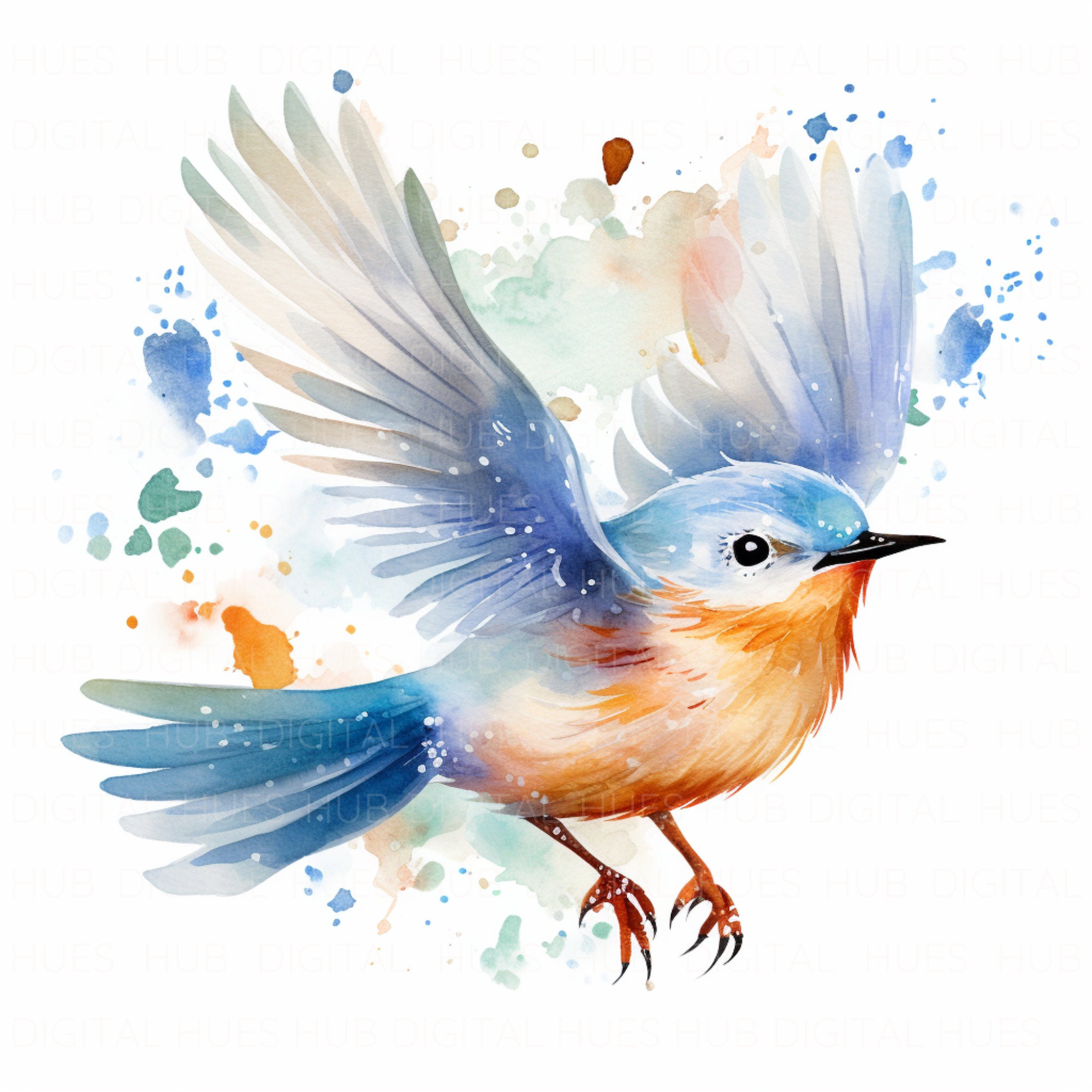 8 Flurry Bird Clipart Bundle Watercolor Bird Clipart High Quality JPEG ...