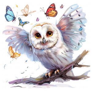 13 Owl and Butterfly Clipart Watercolor Nursery Owl Butterfly Clipart ...
