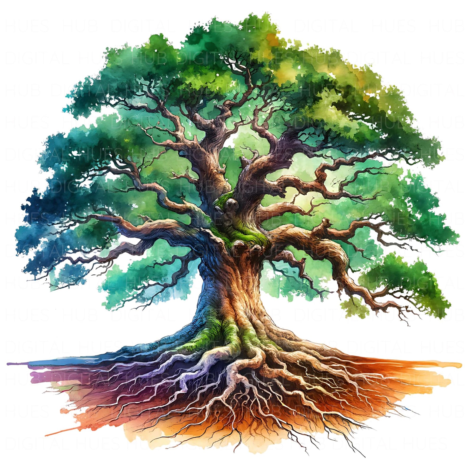 14 Ancient Tree Clipart Watercolor Old Tree Mythical Tree Tree of Life ...