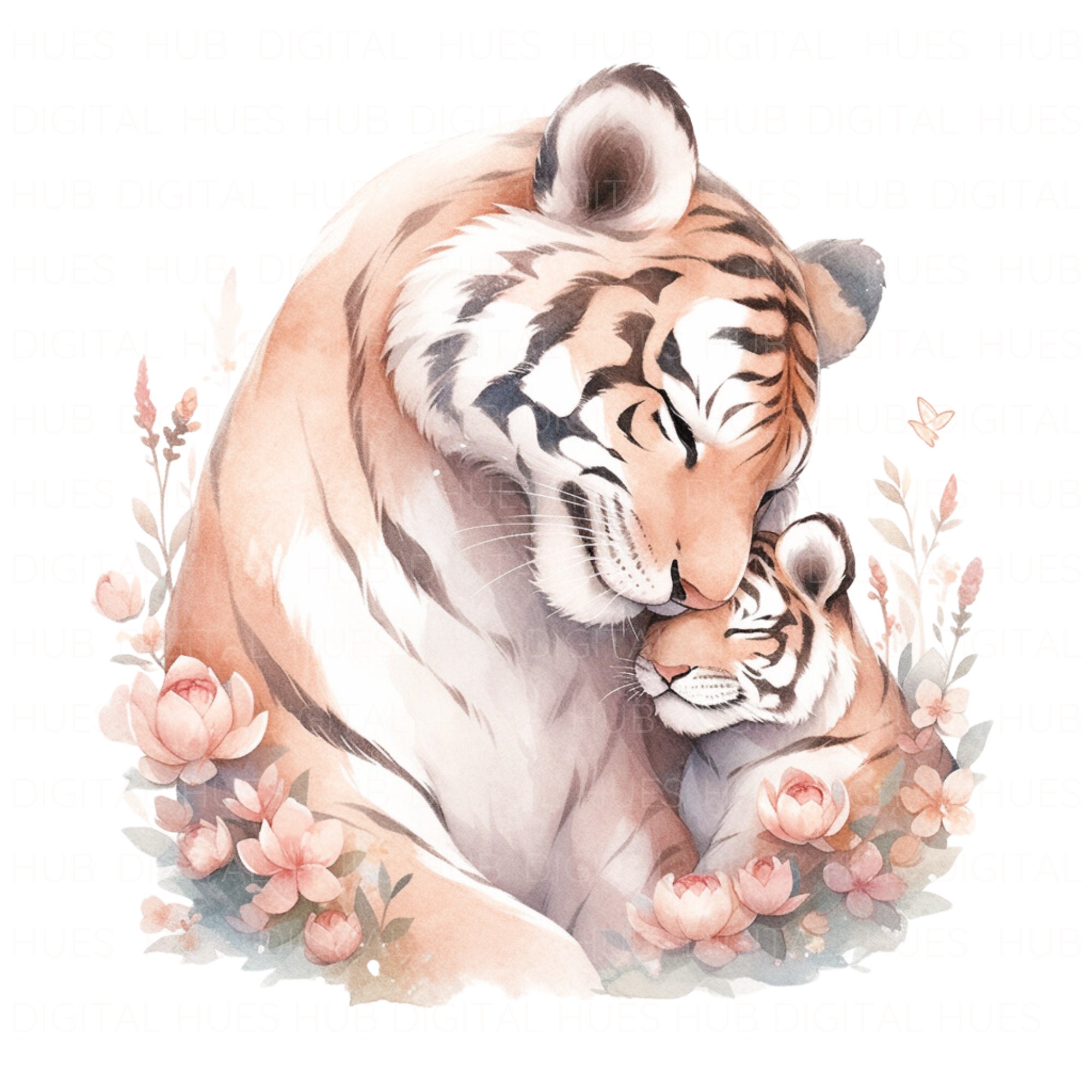 10 Watercolor Animal Mother and Baby Clipart Mothers Day Clipart High ...