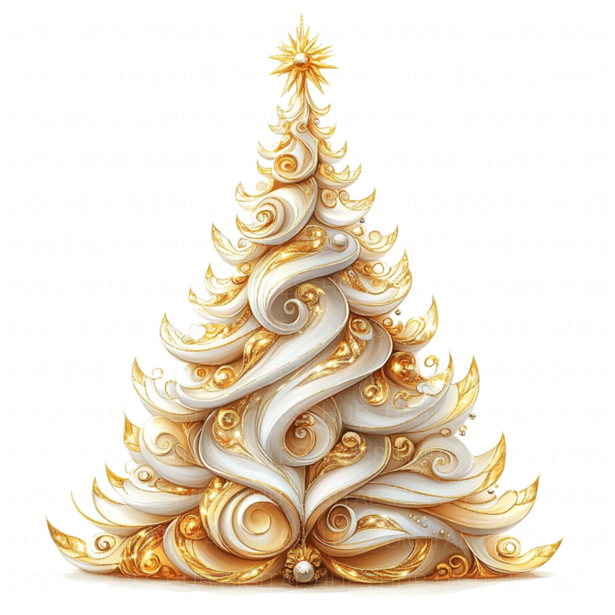 14 White Christmas Tree Clipart Watercolor Magical Christmas Winter ...