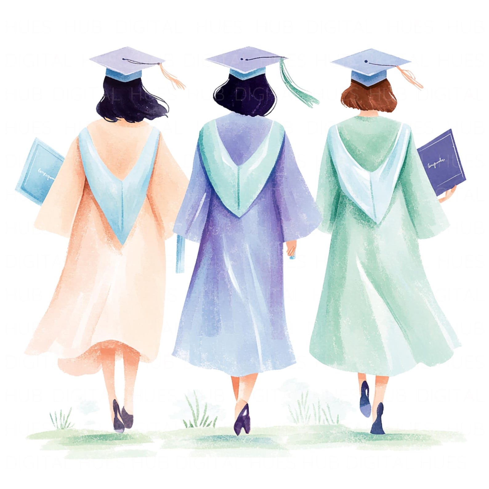10 Graduation Abstract Clipart Watercolor Perfect Student Gift Idea ...