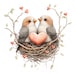 11 Romantic Bird Couple Clipart Watercolor Love Birds Nest Printable ...