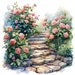 12 Rose Garden Stone Path Clipart Bundle Watercolor Stone Stairs ...