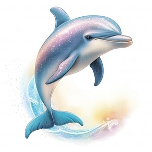 10 Dolphin Playing in Ocean Clipart Watercolor Dolphin Kids Nursery ...