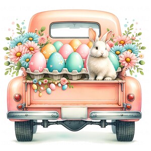 10 Easter Truck Clipart Watercolor Easter Spring Animal Printable High ...
