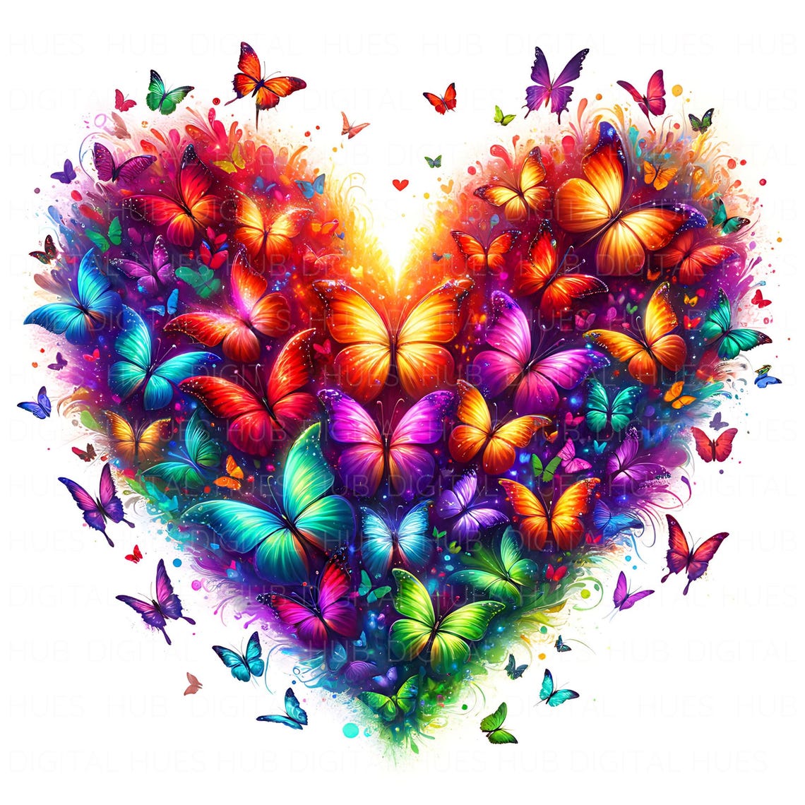 14 Butterfly and Heart Clipart Watercolor Valentine Craft Kit Love ...
