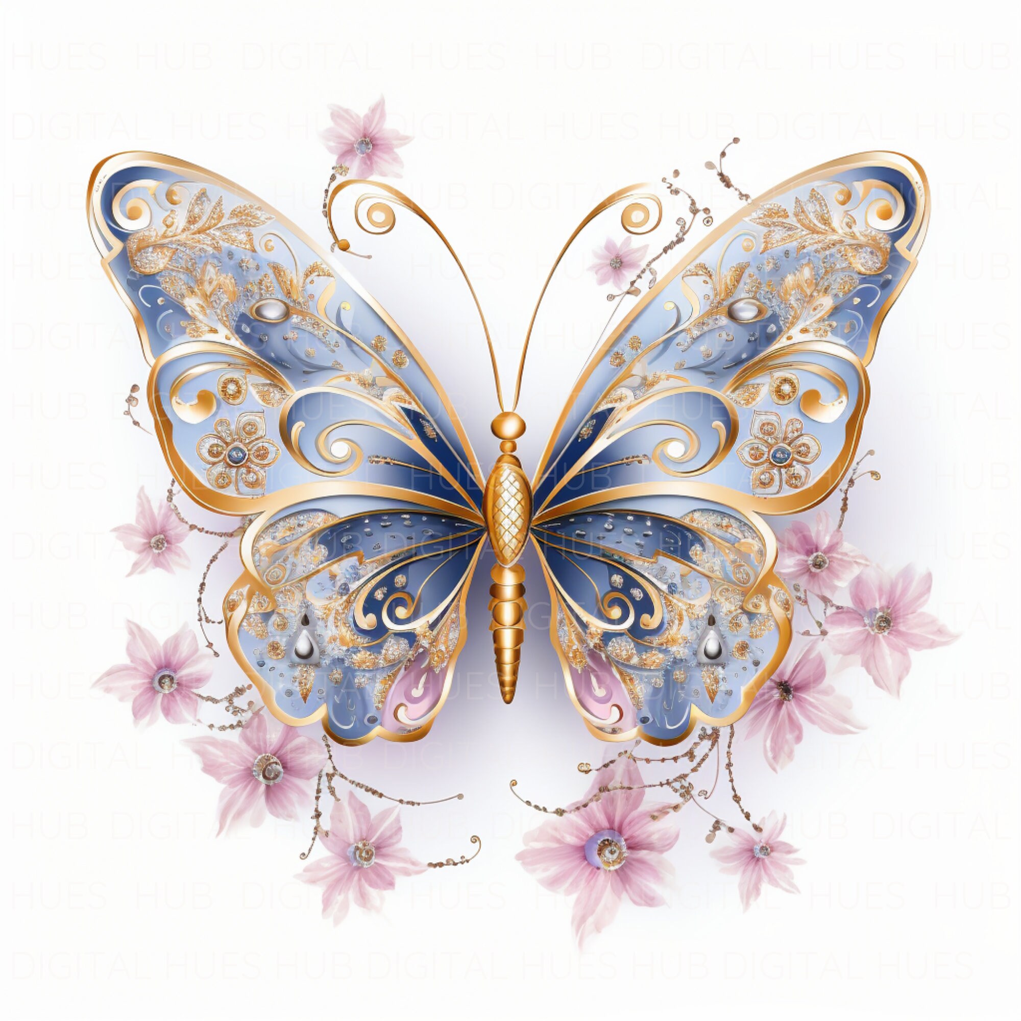 11 Chic Floral Butterfly Clipart Bundle Watercolor Butterfly Clipart ...