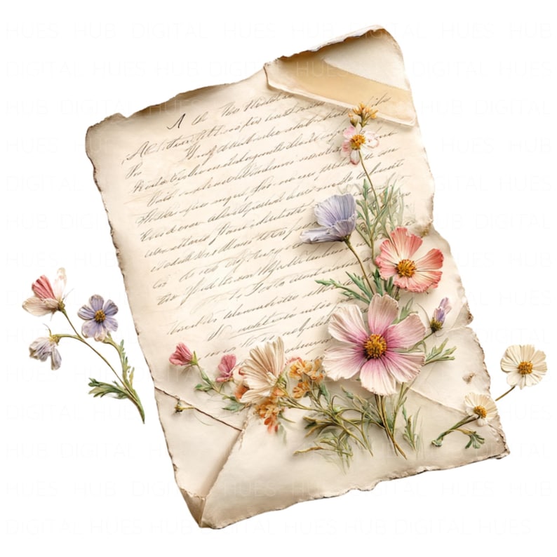 15 Valentine Love Letter Clipart: Watercolor Romantic Scroll, Envelope ...