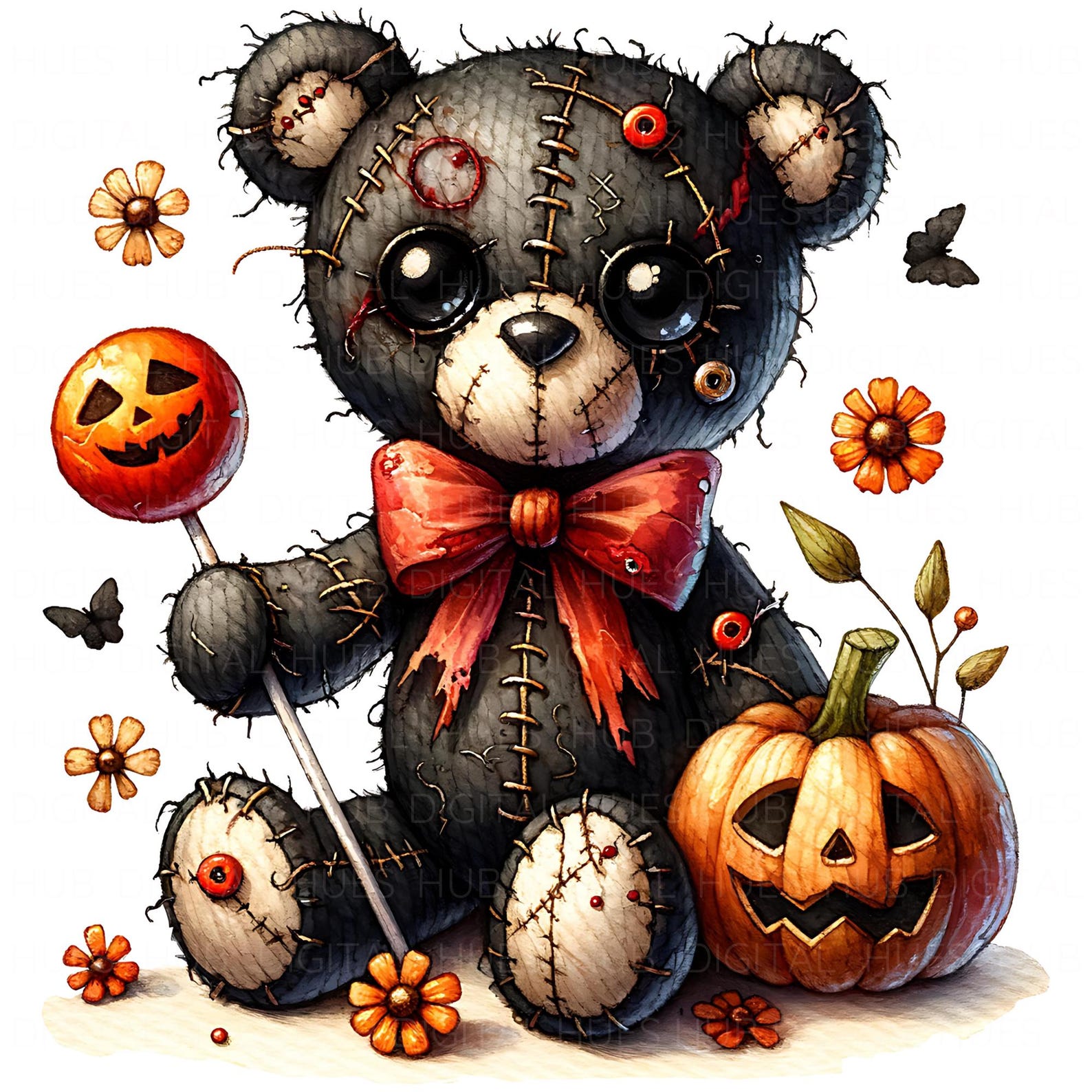11 Spooky Halloween Teddy Bear Clipart Creepy Teddy Bear Cute Monster ...