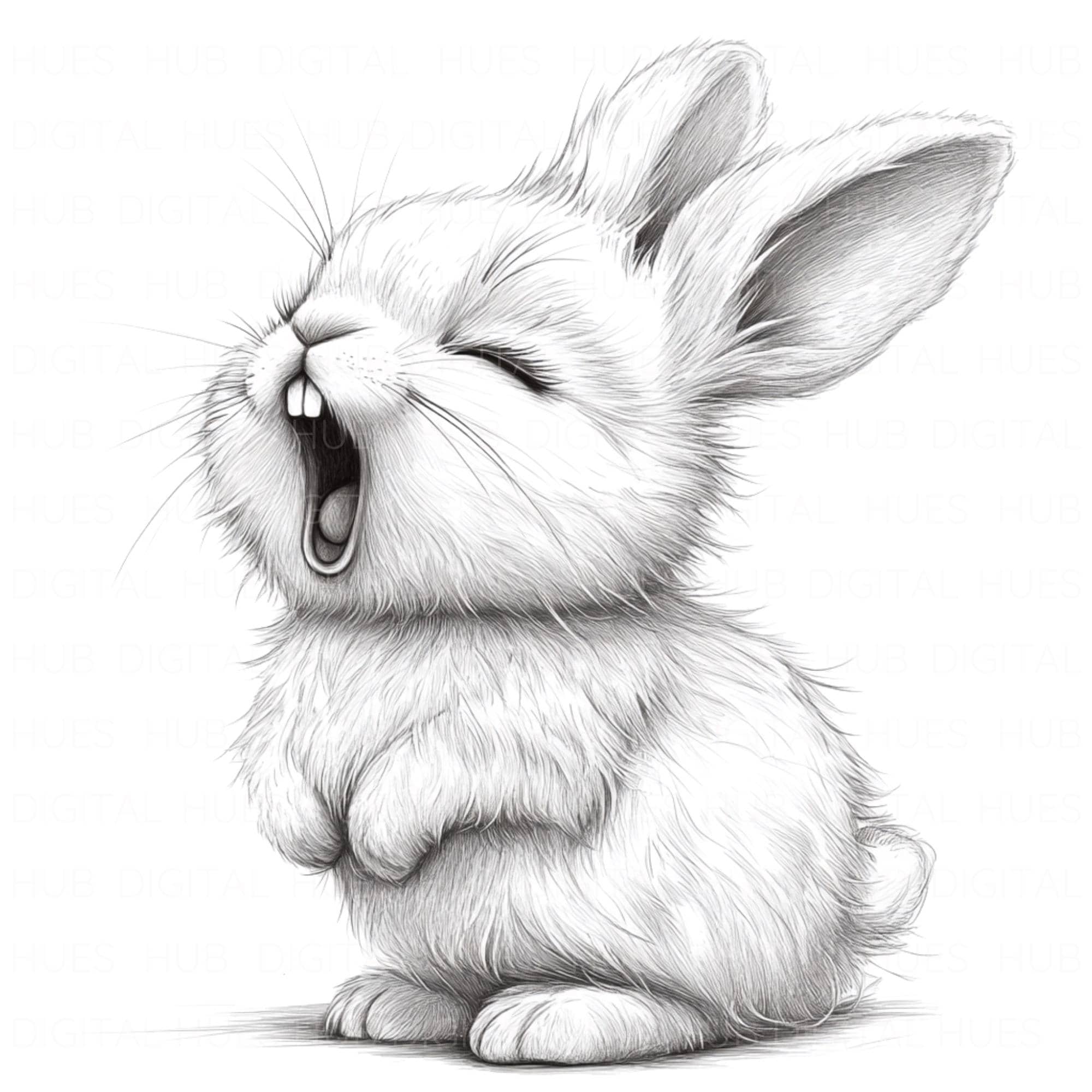 11 Black White Rabbit Sketch Clipart Easter Bunny Rabbit Sketch ...