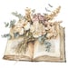 15 Dried Carnation Books Clipart Watercolor Old Floral Magic Book ...