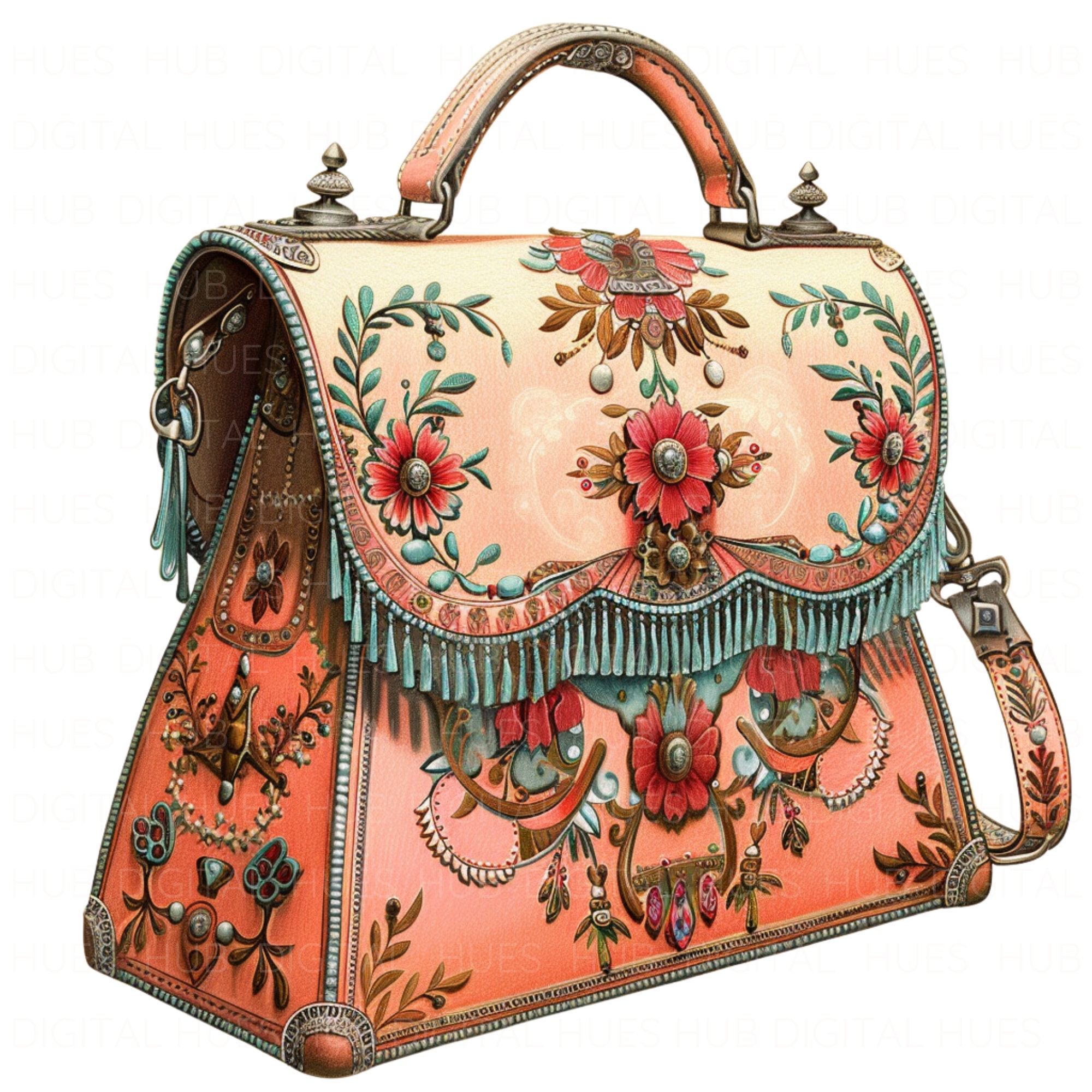 15 Floral Handbag Clipart Bundle Watercolor Clutch Floral Purse Sticker ...