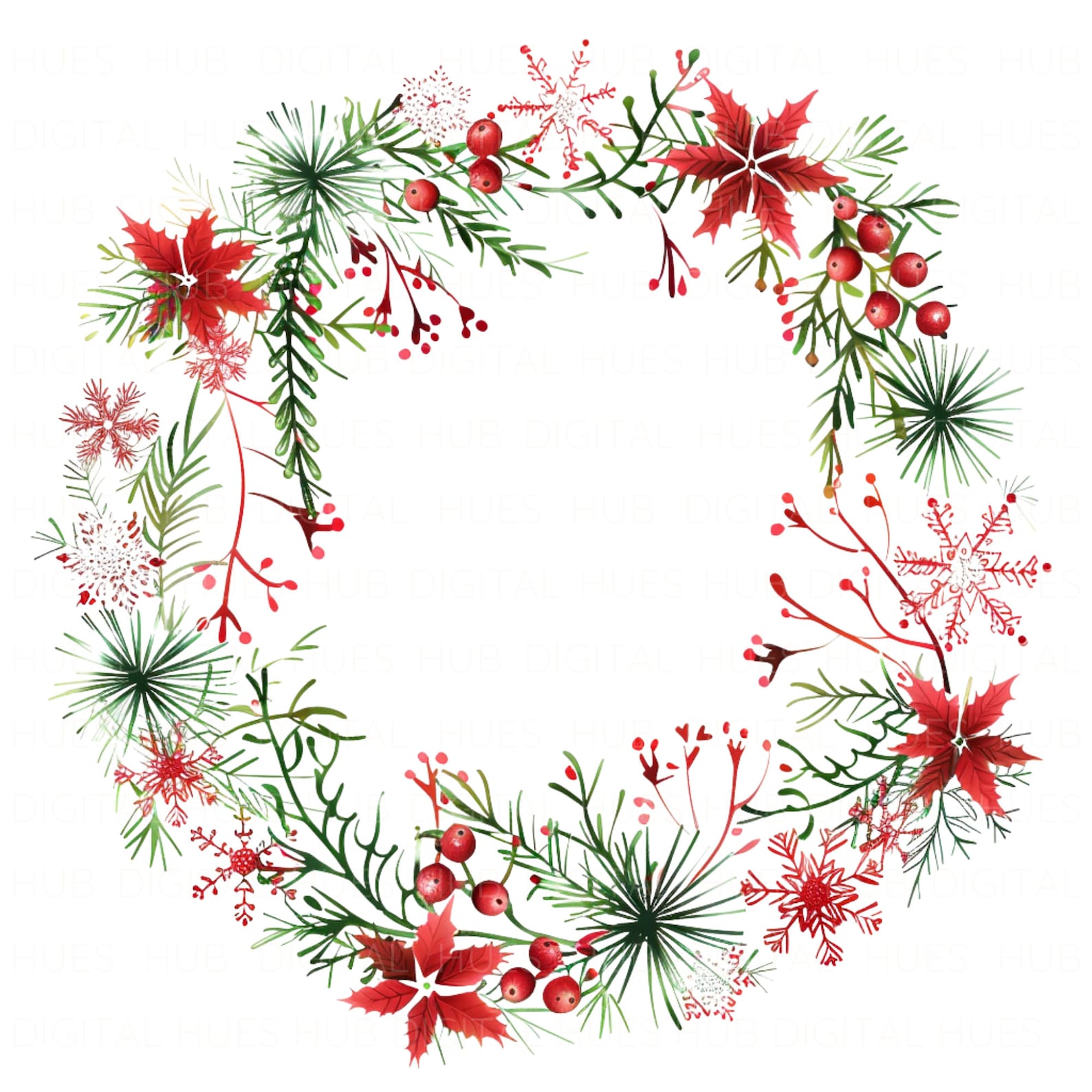 12 Christmas Wreath Set2 Clipart Bundle Watercolor Winter Wreath ...