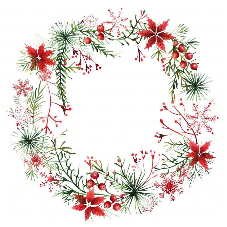 12 Christmas Wreath Set2 Clipart Bundle Watercolor Winter Wreath ...