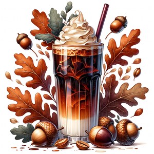 12 Autumn Iced Coffee Clipart Watercolor Fall Drink Cold Coffee Pumpkin ...