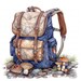 10 Trekking Backpack Clipart Bundle Watercolor Hiking Backpack Sticker ...