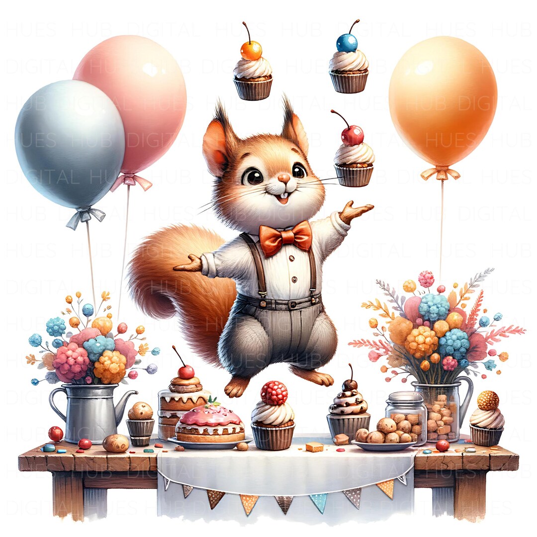 11 Animal Birthday Party Clipart Watercolor Cute Birthday Nursery ...