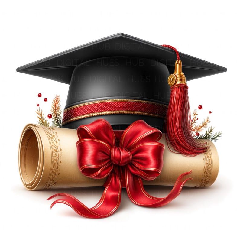 16 Graduation Cap Diploma Clipart Watercolor Perfect Student Gift Idea ...