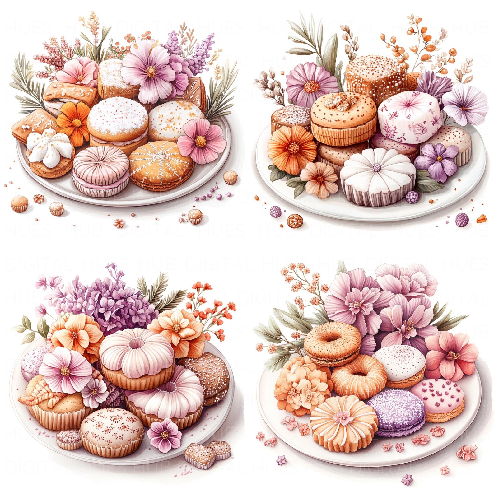 12 Christmas Cookies Clipart Watercolor Festive Holiday Graphics ...