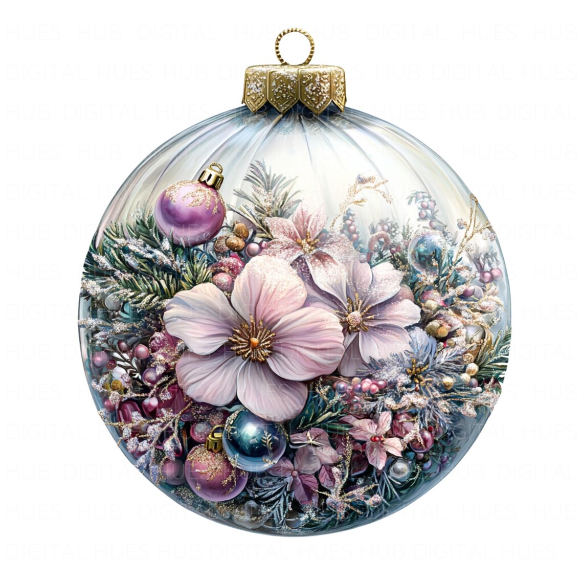 13 Chic Christmas Bauble Clipart Watercolor Festive Glass Bauble ...