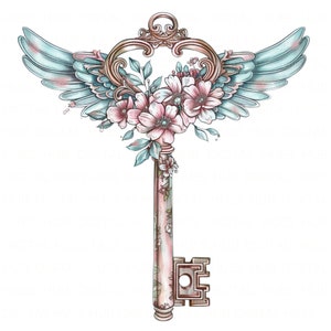 13 Floral Magic Key Clipart Watercolor Fairy Key Fantasy Clipart ...
