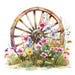 10 Floral Wagon Wheel Clipart Watercolor Floral Wooden Wheel Cart Wheel ...