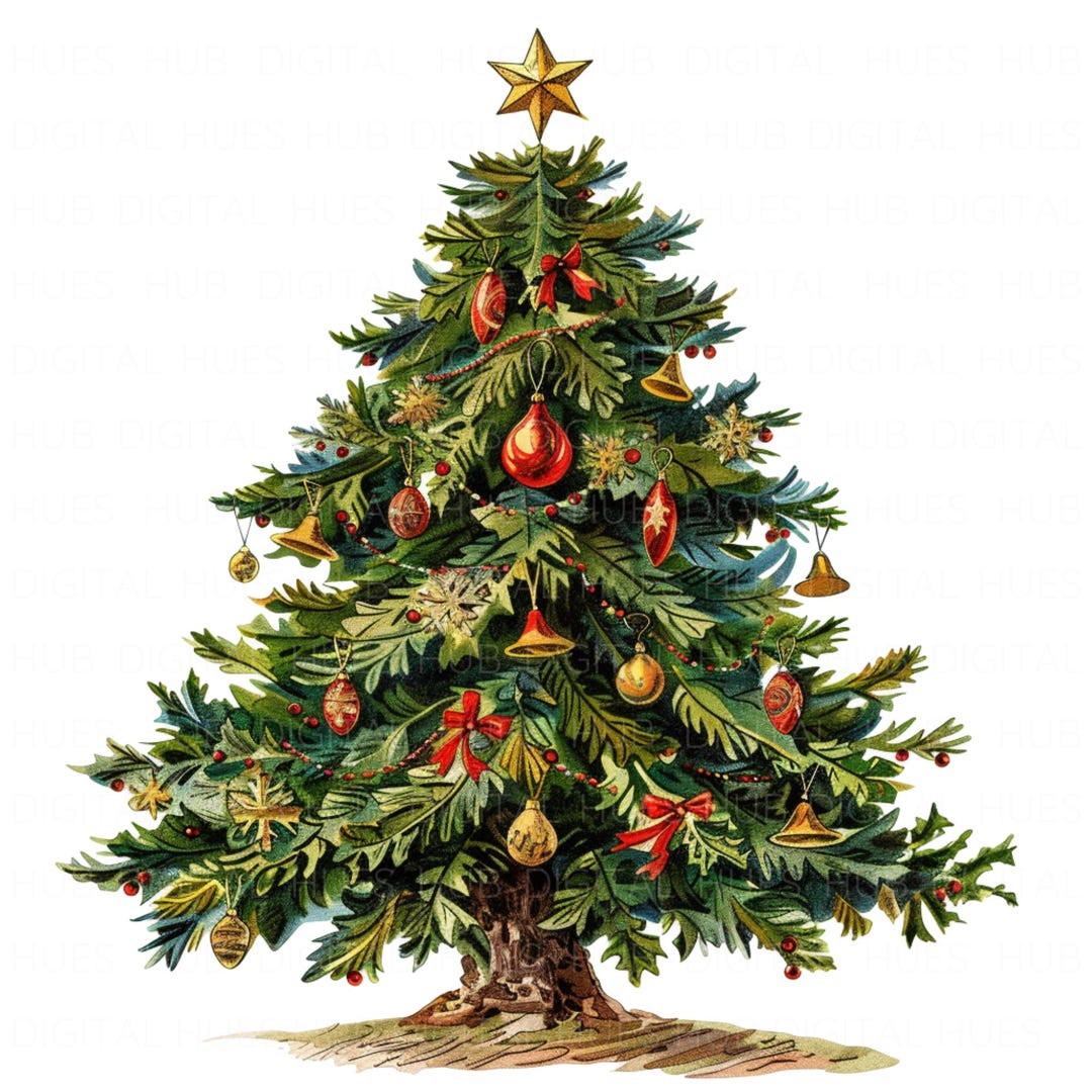 17 Christmas Tree Clipart Watercolor Festive Tree Winter Holiday ...