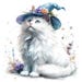 15 Halloween Cat Clipart Watercolor White Cat With Witch Hat Clipart ...