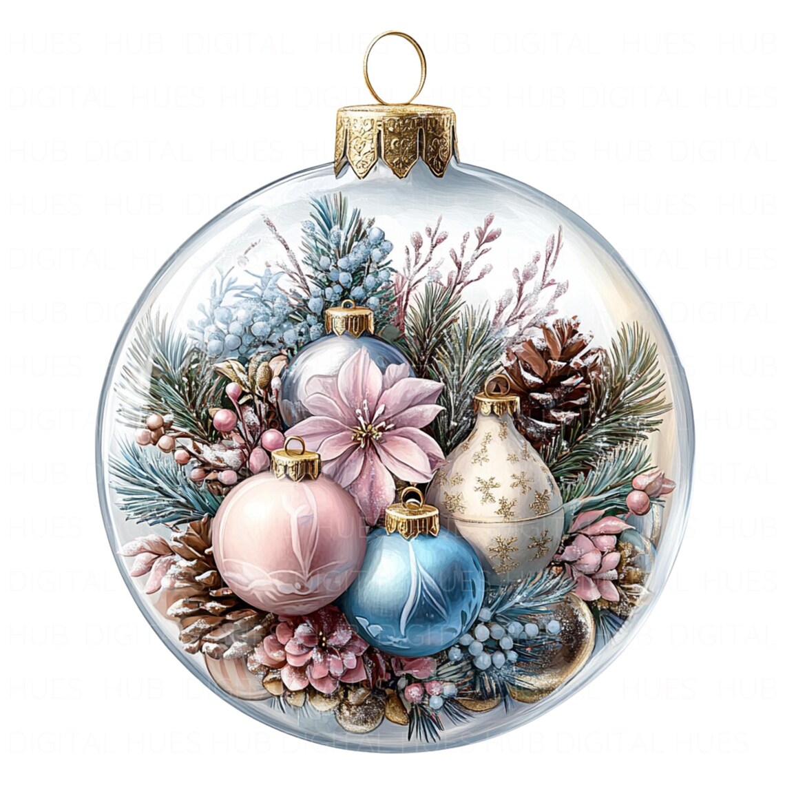 13 Chic Christmas Bauble Clipart Watercolor Festive Glass Bauble ...