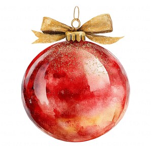 13 Simple Red Christmas Bauble Clipart Watercolor Festive Bauble ...