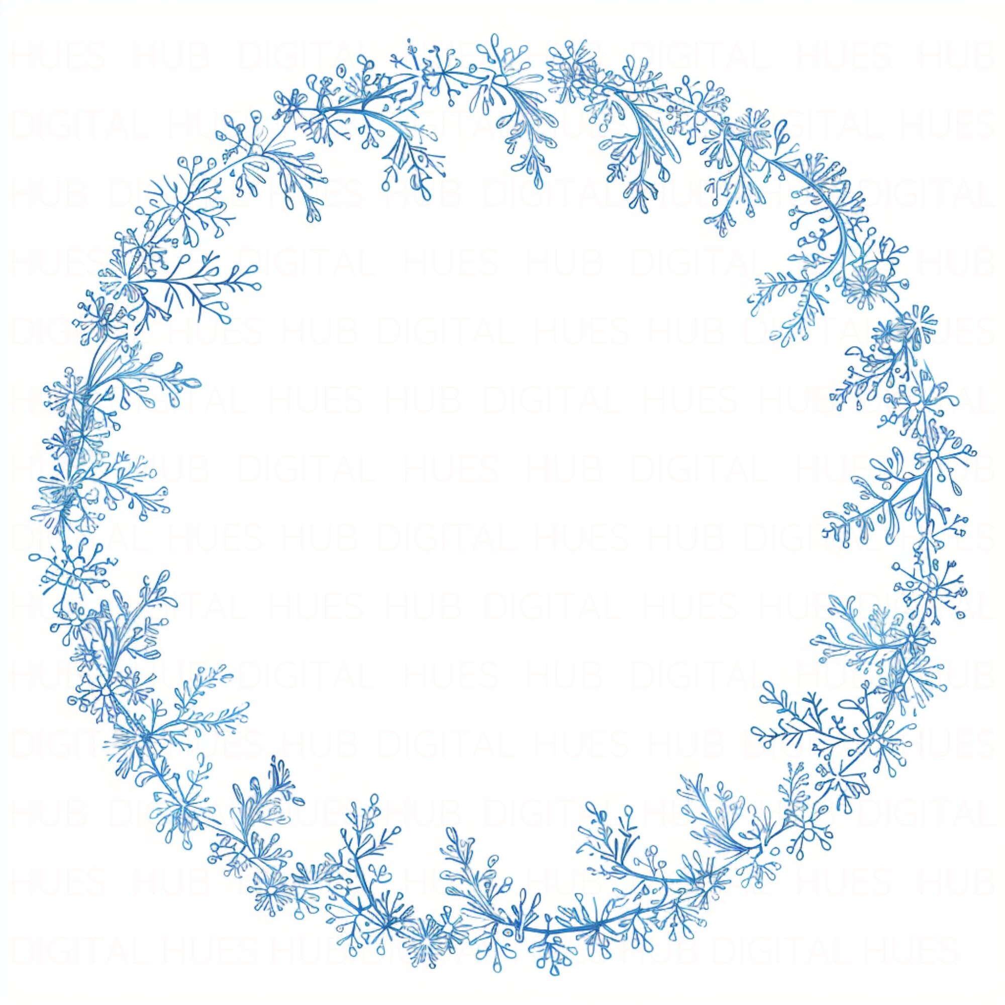 16 Blue Snowflakes Wreath Clipart Watercolor Winter Christmas Wreath ...